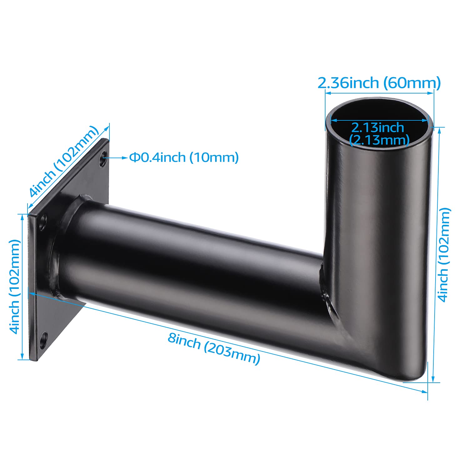 LEONLITE L Shape Wall Mount Bracket for Slip Fit Light, 2-3/8 inch, 90 Degree, 60mm, Shoebox Light Wall Bracket, for Floodlight, Street Light, Parking Lot Light and Outdoor Lighting fixtures