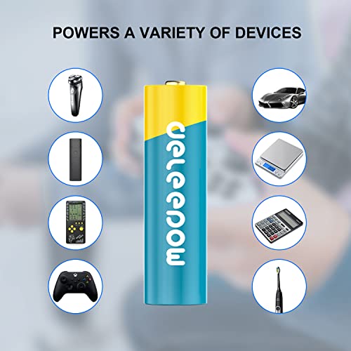 Deleepow AA Rechargeable Batteries 3200mAh Nimh AA Rechargeable Batteries 16-Pack 1.2V 1200 Cycle Highly Conductive Gold-Plated Anode(Only Battery)