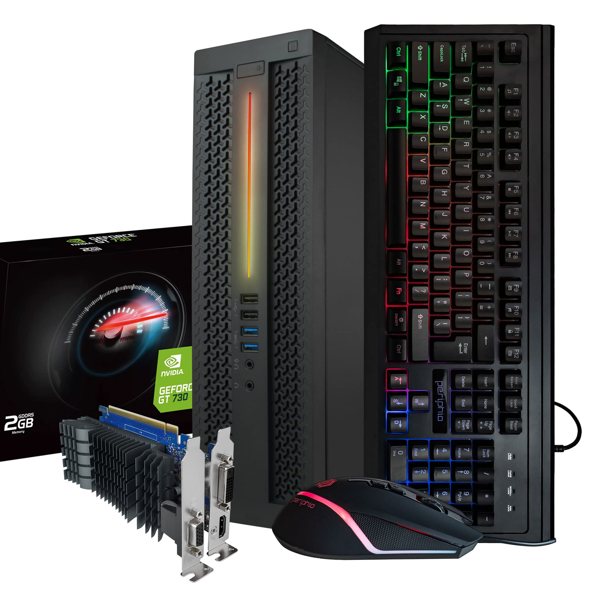 RGB Gaming PC Desktop HP Computer | Intel Quad-Core i5 Processor GeForce GT 730 (2GB) GPU NVME M.2 Solid State Storage 512GB + 1TB HDD 16GB DDR4 RAM WiFi Bluetooth Windows 10 (Renewed), Black, 800G2