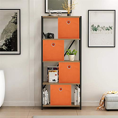 Orange Storage Cubes Bins 11x11x11 Cubicle Cubes Organizer Baskets Fabric Storage Drawers Foldable Cubes Storage Boxes Collapsible Cubes Inserts Storage for Closet Organizer Shelves,QY-SC20-3
