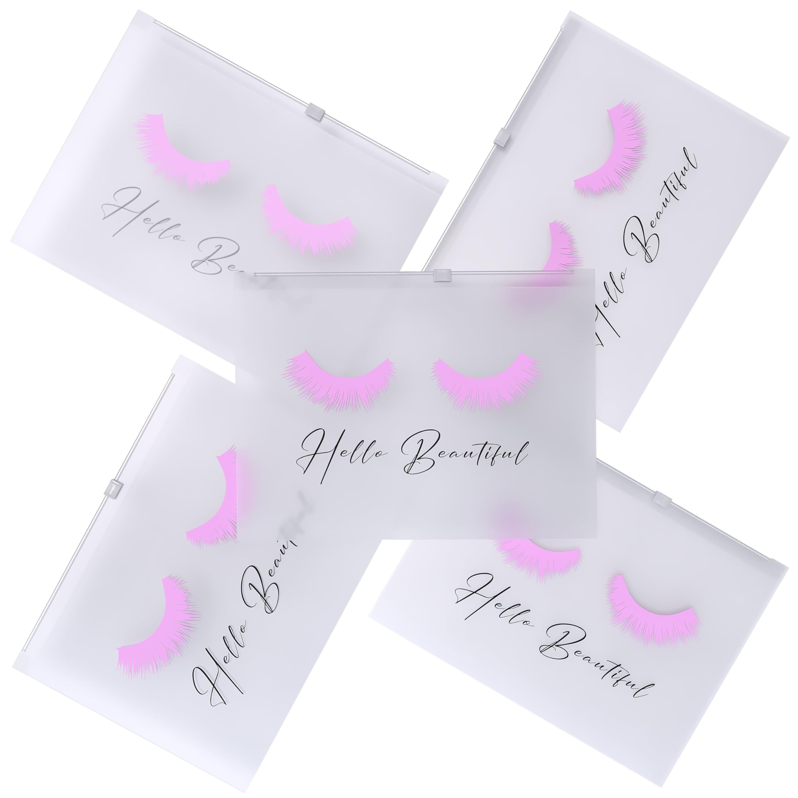 BRAWNA 60 Pck Reusable Travel Makeup and Accessory Bag - size 6x8 in - Pink Lash Bags, Case for Makeup Brushes in Bulk, Cute Collection