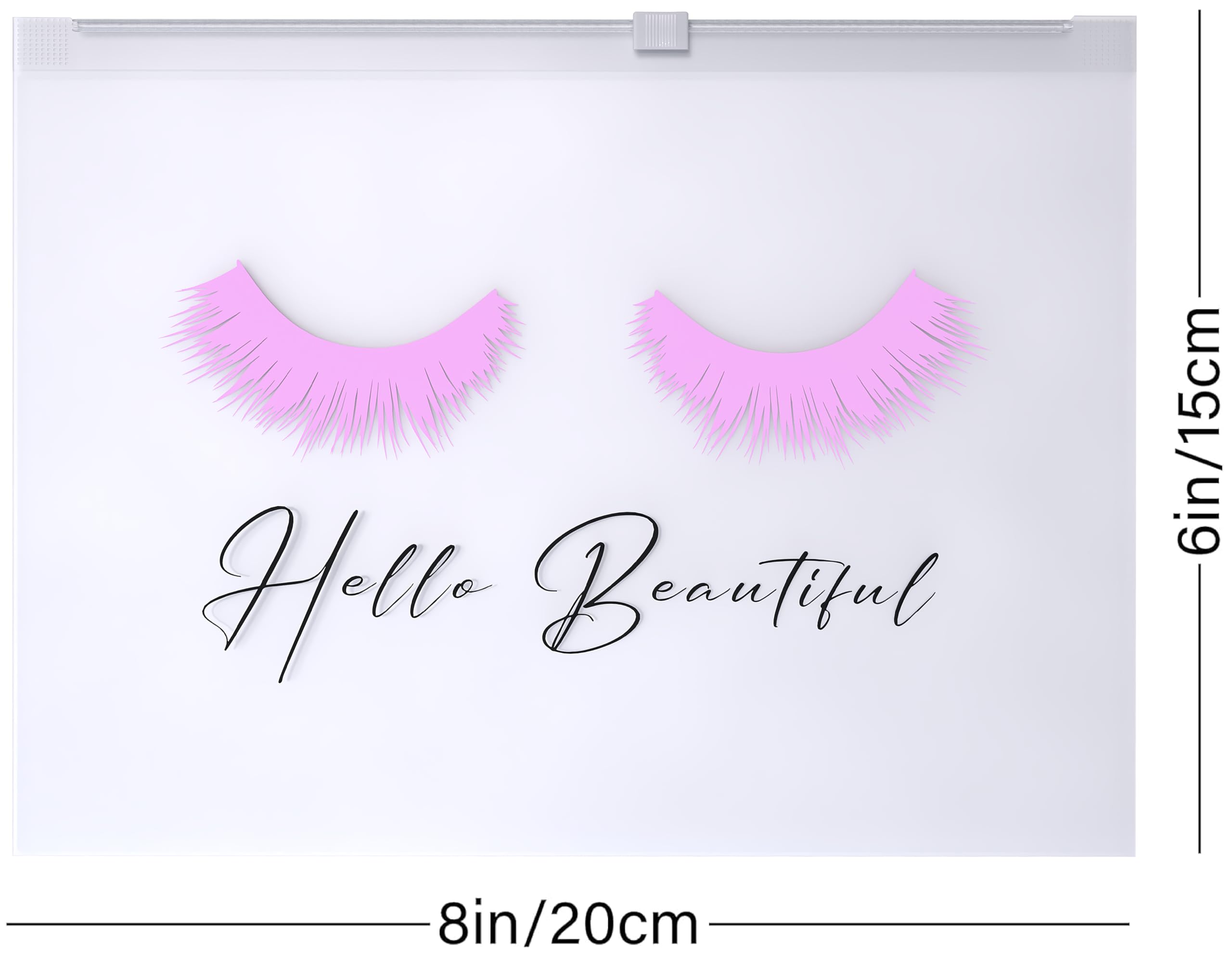 BRAWNA 60 Pck Reusable Travel Makeup and Accessory Bag - size 6x8 in - Pink Lash Bags, Case for Makeup Brushes in Bulk, Cute Collection