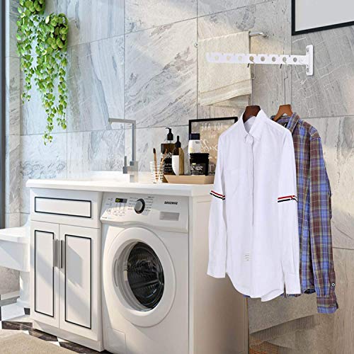 YWMXDZ Wall Mounted Drying Rack, Hook with Swivel Arm, Foldable Drying Rack, Usedfor Closet Organization, Bathroom, Bedroom, Laundry Room (Two Pieces) (Silver) HZF920WNC