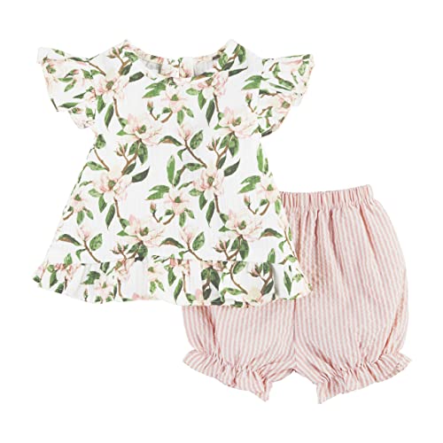 Mud Pie Baby Girls Toddler Floral Tunic And Short Set, Pink, 12-18 Months US