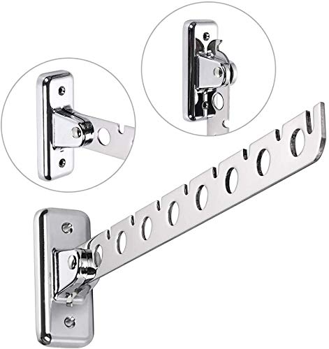 YWMXDZ Wall Mounted Drying Rack, Hook with Swivel Arm, Foldable Drying Rack, Usedfor Closet Organization, Bathroom, Bedroom, Laundry Room (Two Pieces) (Silver) HZF920WNC