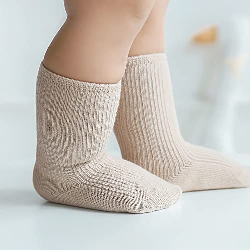 Adeimoo Newborn Cotton Socks Unisex Baby Solid color Sock Ankle Socks for Boy Girls Infant Toddlers 0-6 Months