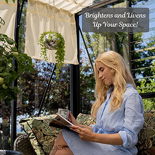 SCANDINORDICA Disco Ball Planter β Disco Ball Plant Hanger, Mirror Disco Planter with Chain and Macrame Hanger, Hanging Planters for Indoor Plants | 6 inch Silver