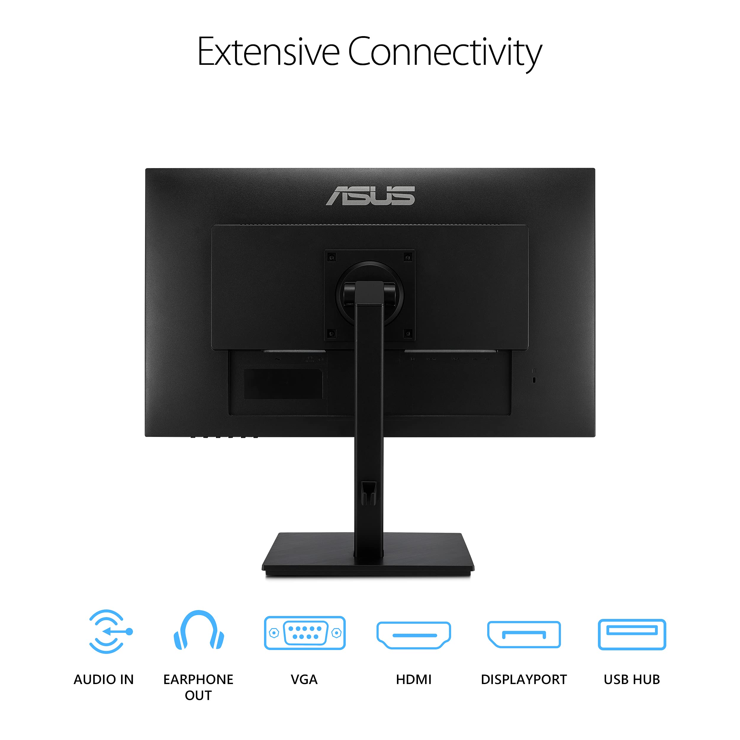 ASUS 23.8”1080P Monitor(VA24DQSB)-Full HD,IPS,75Hz,Speakers Adaptive-Sync Low Blue Light Flicker Free VESA Mountable Frameless, HDMI DisplayPort, VGA, USB hub Height Adjustable, BLACK,12.8"x21.3"x2.1"
