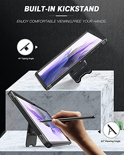 ZtotopCases for Samsung Galaxy Tab S7 FE/S8 Plus/S7 Plus Case,Built-in Screen Protector/S Pen Holder,12.4" Full-Body Heavy Duty Protective Cover for Galaxy Tablet S7 FE 5G 2021/S8+ 2022/S7+ 2020,Black