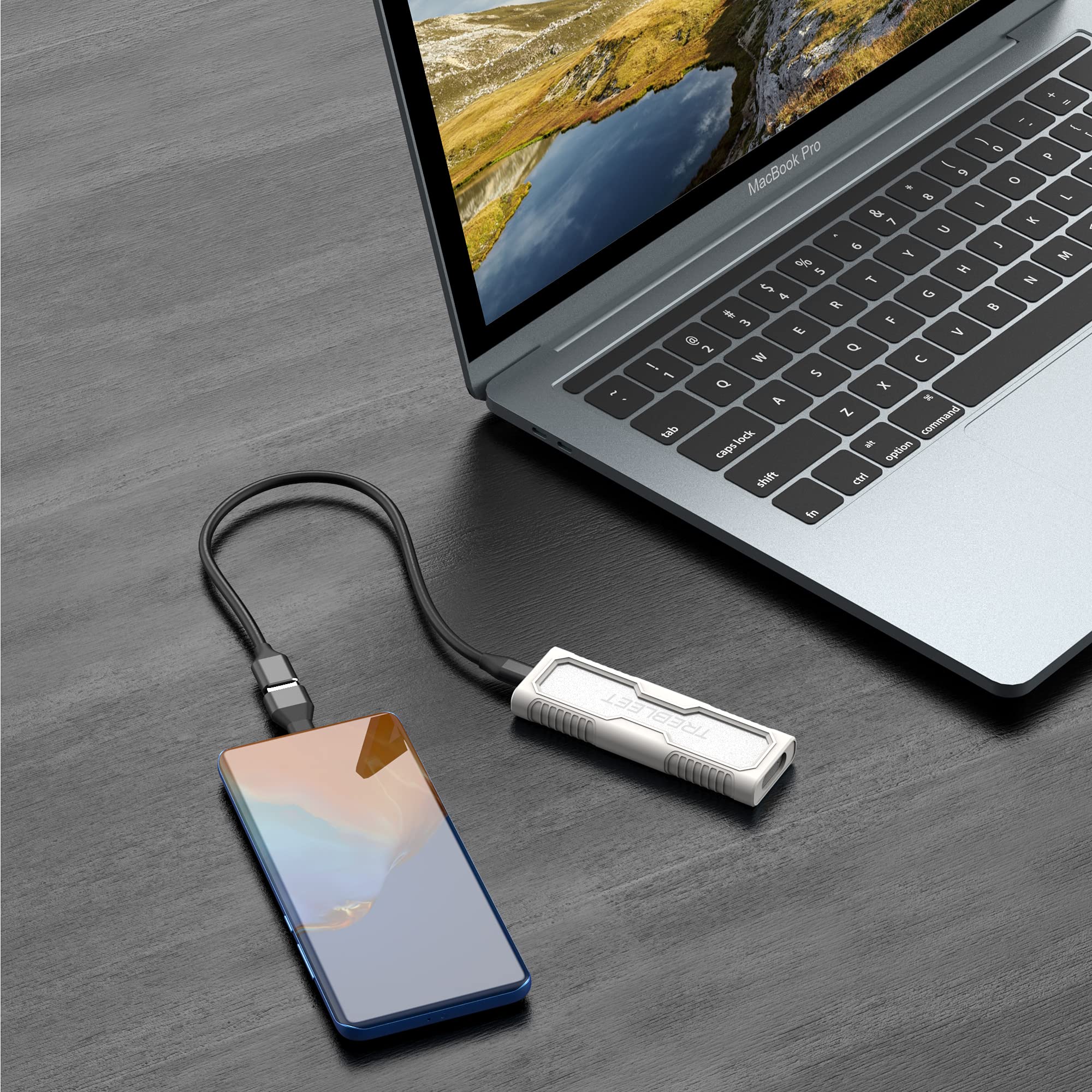 TREBLEET M.2 NVMe SSD Enclosure with Shockproof TPU Case, Type-C to NVMe PCIe M-Key Solid State Drive, USB-C 3.1 Gen 2 10Gbps, Aluminum External Casing&TPU Protective Cover (off white)