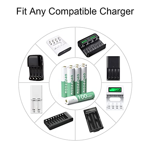 Deleepow AAA Rechargeable Batteries Ni-MH 8 Count, 1100mAh High Capacity 1.2V 1200 Cycles Rechargeable Triple A Battery for Household and Business Devices