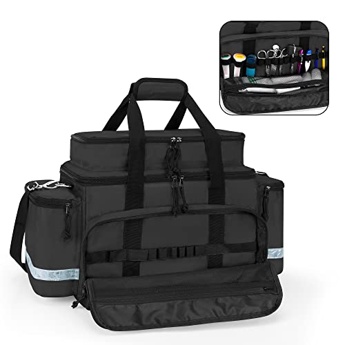 Damero First Aid Medical Bag, Medical Trauma Bag Empty with 2 Removable Pouches and Dividers, Ideal for EMT, EMS, Paramedics, Black