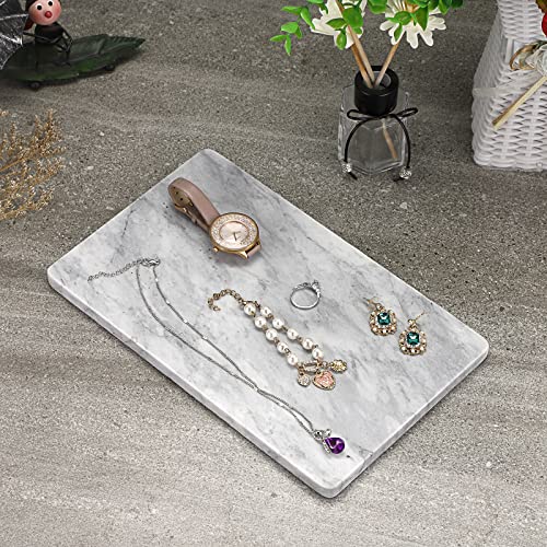 Hipiwe Marble Vanity Tray Dresser Perfume Tray Bathroom Counter Tray Marble Decorative Tray Candle Tray Marble Serving Tray Marble Cutting Board for Kitchen, 10.2"x 6.3"