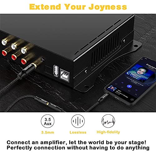 SOLMIMI 1/4 to 3.5mm Adapter, 6.35mm Male to 3.5mm Female Stereo Adapter, Lossless 3.5mm to 1/4 Adapter, Headphone Jack Adapter for Mixer Guitar Piano Amplifier Speaker or More - Matte Black(30cm)