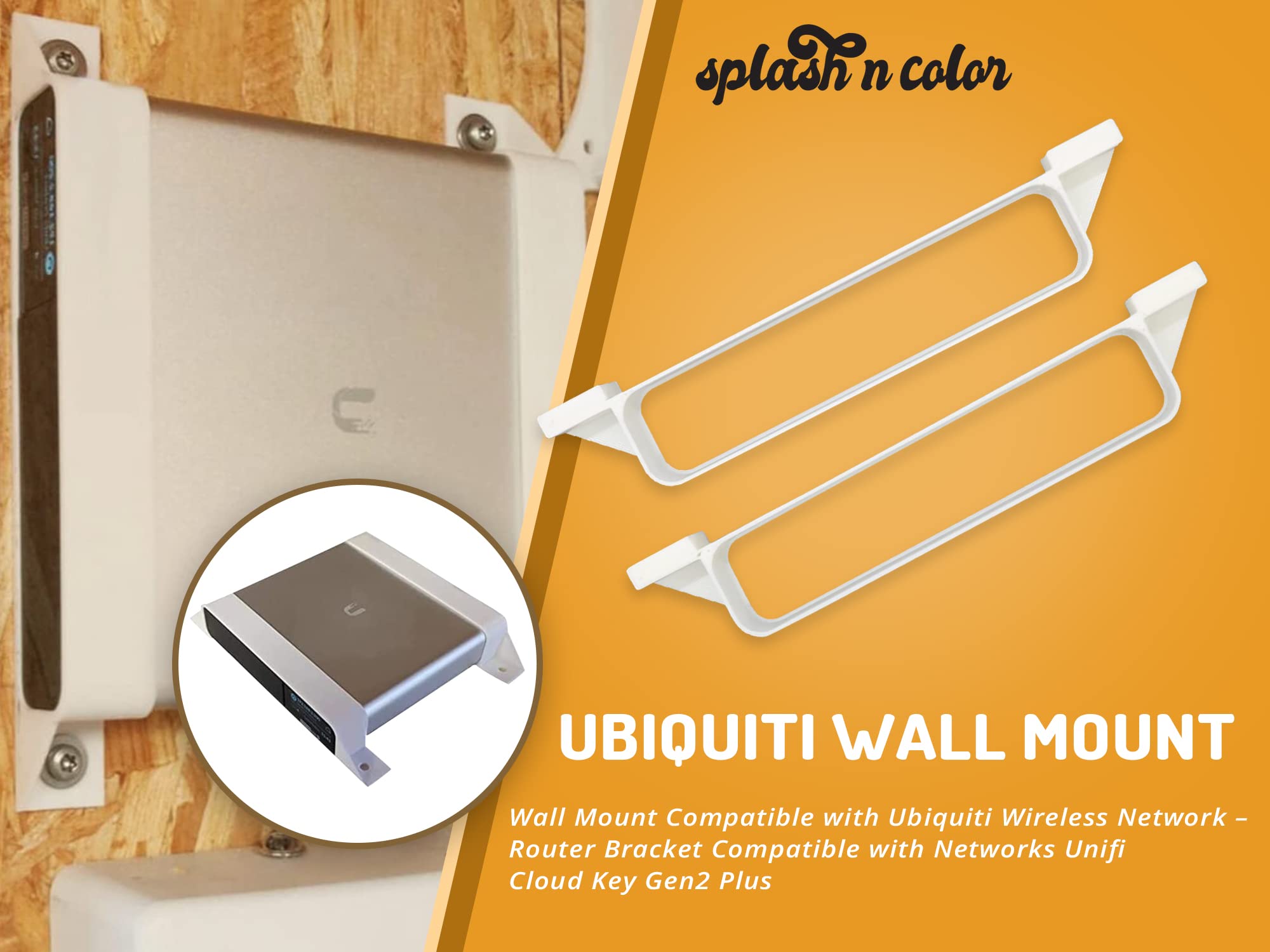 SplashNColor Wall Mount Ubiquiti Wireless Network β Router Bracket, Compatible with Networks Unifi Cloud Key Gen2 Plus, Rugged Design, Versatile Storage Alternative Vertical Wall Mount Equipment