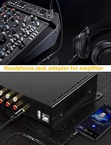 SOLMIMI 1/4 to 3.5mm Adapter, 6.35mm Male to 3.5mm Female Stereo Adapter, Lossless 3.5mm to 1/4 Adapter, Headphone Jack Adapter for Mixer Guitar Piano Amplifier Speaker or More - Matte Black(30cm)