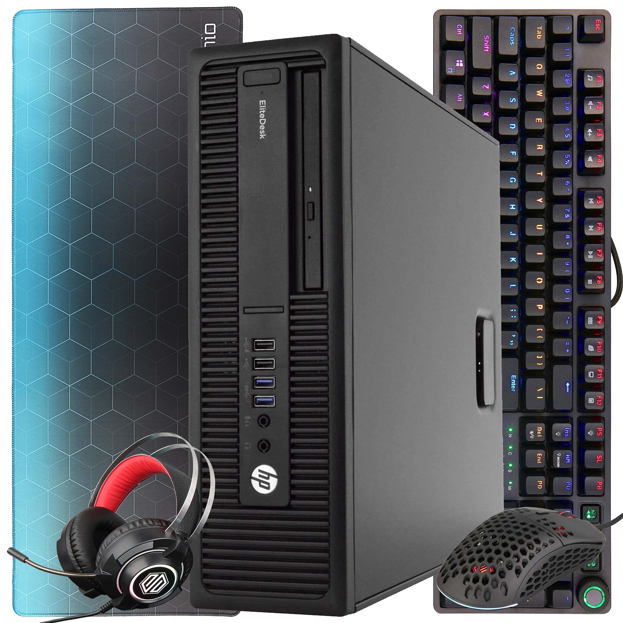 HP EliteDesk 800G2 Desktop Computer Intel Quad-Core Powered i5, Ultra-Fast 512GB M.2 NVMe SSD + 1TB HDD, 16GB DDR3 RAM, Windows 10 Pro, DVD, WiFi, 4 in 1 Gaming Bundle, Webcam, 24" Monitor (Renewed)