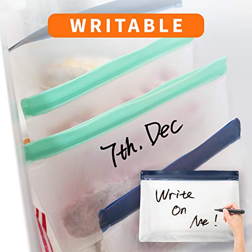 Meetall 12Pack Reusable Freezer Bags Resilient Leakproof Bags for Sandwich Snacks and Meal Prep Extra Thick Durable Locking Seal Press Bag for Freshness BPA FREE