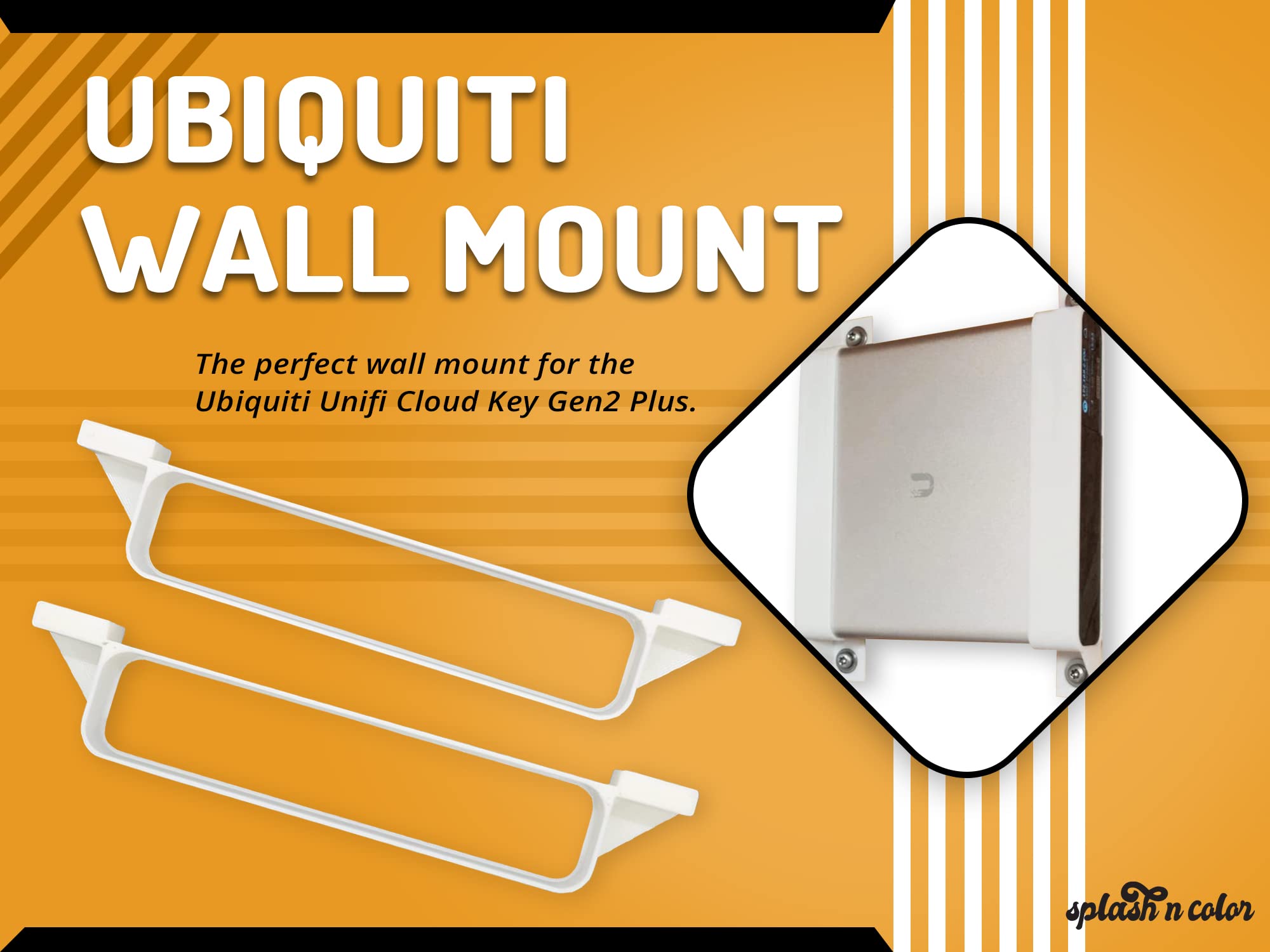 SplashNColor Wall Mount Ubiquiti Wireless Network β Router Bracket, Compatible with Networks Unifi Cloud Key Gen2 Plus, Rugged Design, Versatile Storage Alternative Vertical Wall Mount Equipment