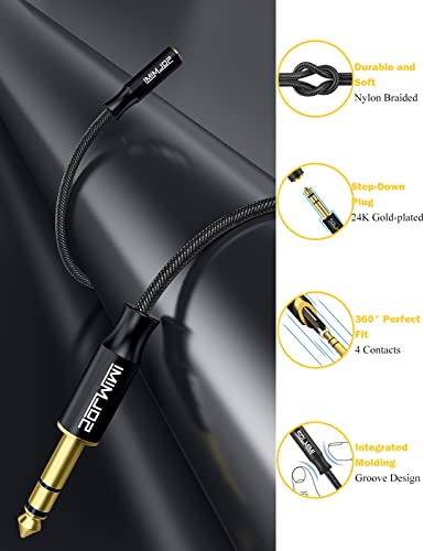 SOLMIMI 1/4 to 3.5mm Adapter, 6.35mm Male to 3.5mm Female Stereo Adapter, Lossless 3.5mm to 1/4 Adapter, Headphone Jack Adapter for Mixer Guitar Piano Amplifier Speaker or More - Matte Black(30cm)