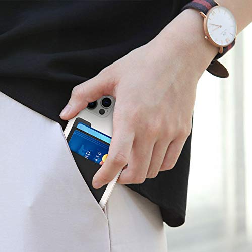 FYY Card Holder for Phone Case, 2 Pack Stick on Phone Wallet, Stretchy Lycra Credit Card for Back of Phone Card Wallet Sleeve Pouch Compatible with iPhone Samsung Android Smartphones Black & Black