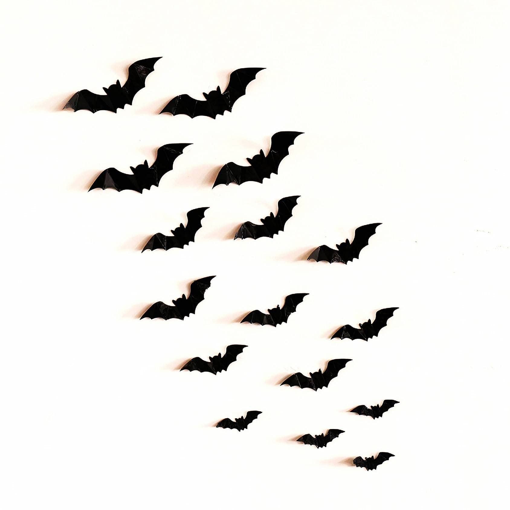 128PCS/4SIZE 3D Bats Sticker, Halloween Party Supplies Reusable Decorative Scary Wall Decal for Home Decor DIY Wall Decal Bathroom Indoor