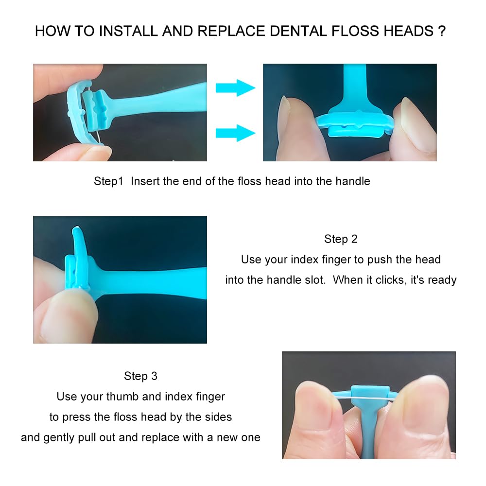 1 Piece Reusable Dental Floss Holder Handle +100 Pieces Replacement Floss Heads Teeth Stick Toothpicks Floss to Clean Between The Tooth