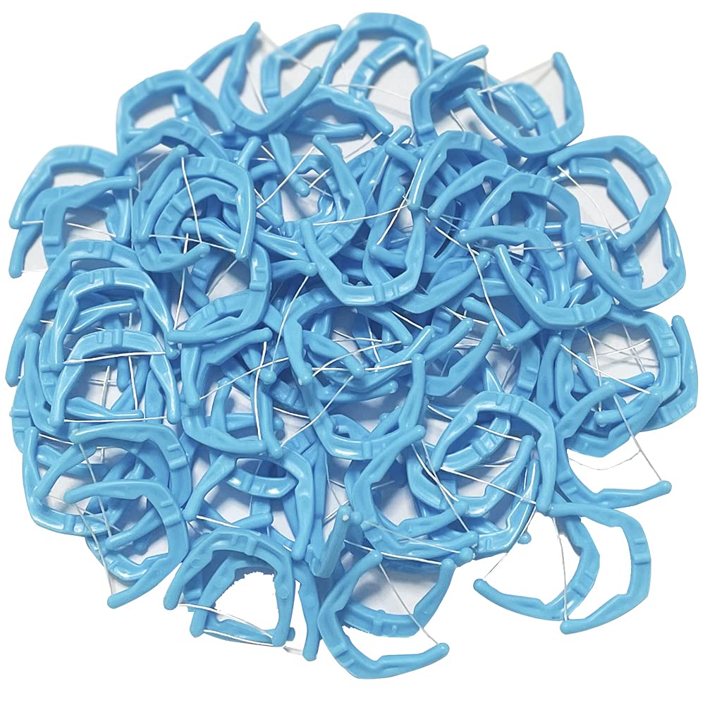 1 Piece Reusable Dental Floss Holder Handle +100 Pieces Replacement Floss Heads Teeth Stick Toothpicks Floss to Clean Between The Tooth