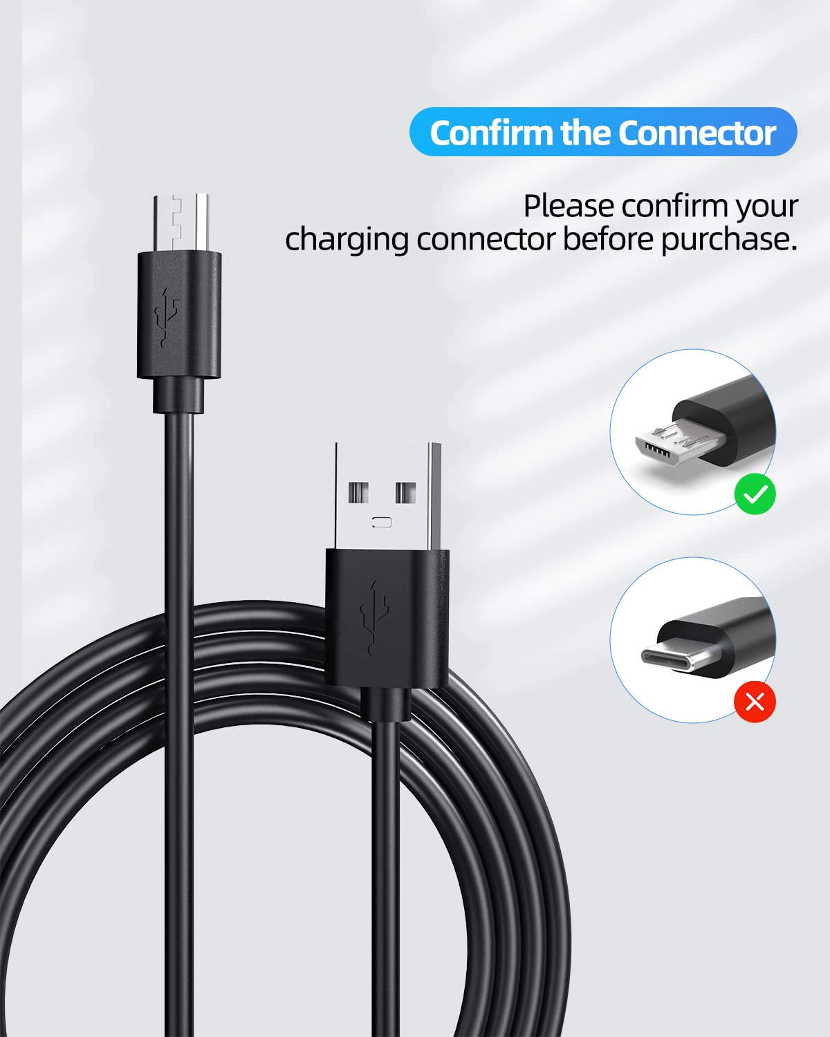 5Ft Micro-USB Charger Cord Cable Fit for Anker-PowerCore 5000 10000 20100 13000 26800 Mini 3350 Fusion II 15000 Redux 20000 Slim 10000 Astro E1 AC Replacement Power Adapter Supply
