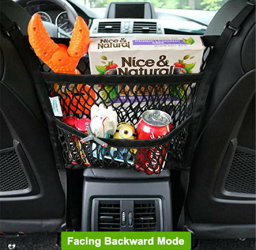 3-Layer Car Net Organizer, Universal Back Seat Mesh Bag, Barrier of Backseat Pet Children Kids, Cargo Tissue Wallet Handbag Holder, Driver Storage Netting Pouch