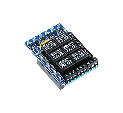 PiRelay 6 Power Relay Module for Raspberry Pi, 6 Channel Relay Shield for Raspberry Pi, Relay HAT Expansion Relay Board for Raspberry Pi 4B/3B+/3B/2B/B+/A+