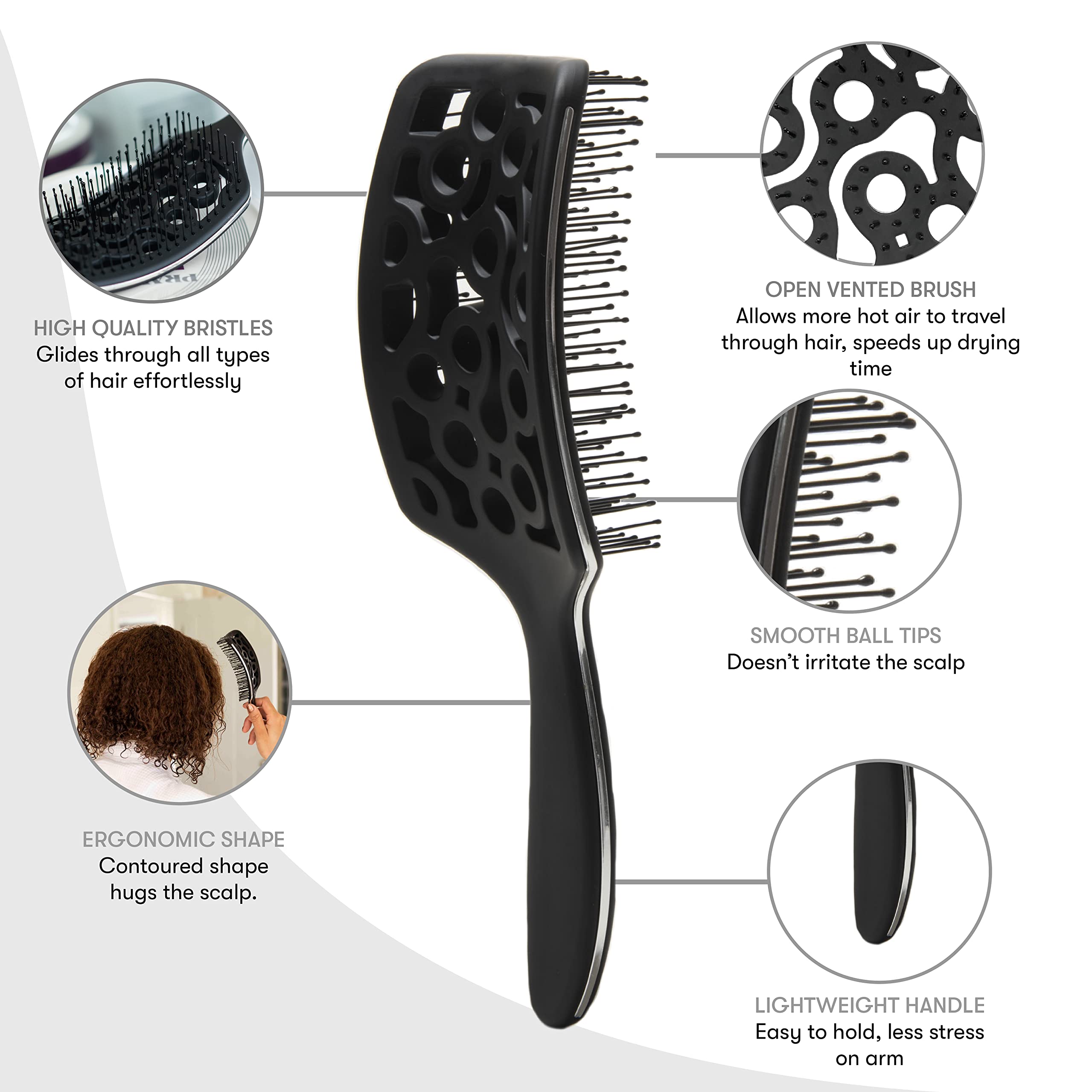 FRAMAR Professional Vented Hair Brush β Paddle Curved Hair Brush For Blow Drying, Wet Paddle Brush for Women Blow Drying