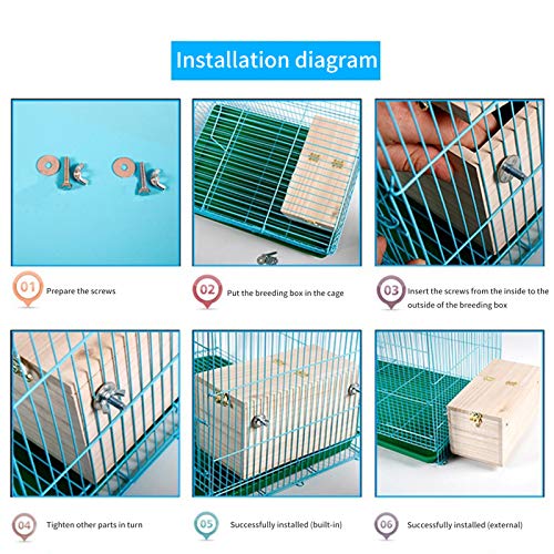 Parakeet Nesting Box, Bird House Budgie Wood Bird Breeding Nest Parrot Mating Box Cage with Feeding Spoon for Finch Lovebirds Cockatiel Budgie Conure Parrot