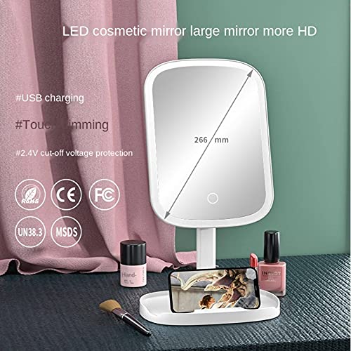 NC Mirror Makeup Mirror Desktop Plastic Led Portable Rechargeable Dressing Square Folding Makeup Mirror