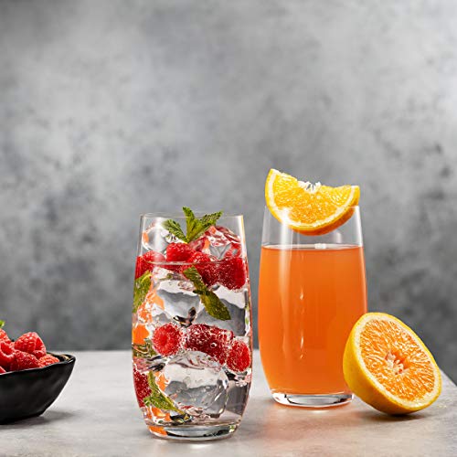 Godinger Highball Glasses, Tall Beverage Glass Cups, European Made - 16oz, Set of 4