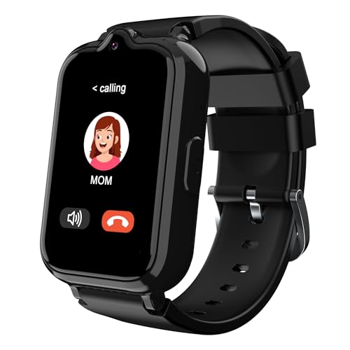 4G Smart Watch for Kids - Kids Smart Watch with GPS Tracker & Video Calling Kids Cell Phone Watch for Boys Aged 5-12 SIM Card SOS Call Voice Chat Camera Touch Screen GPS Tracker for Kids(Black)