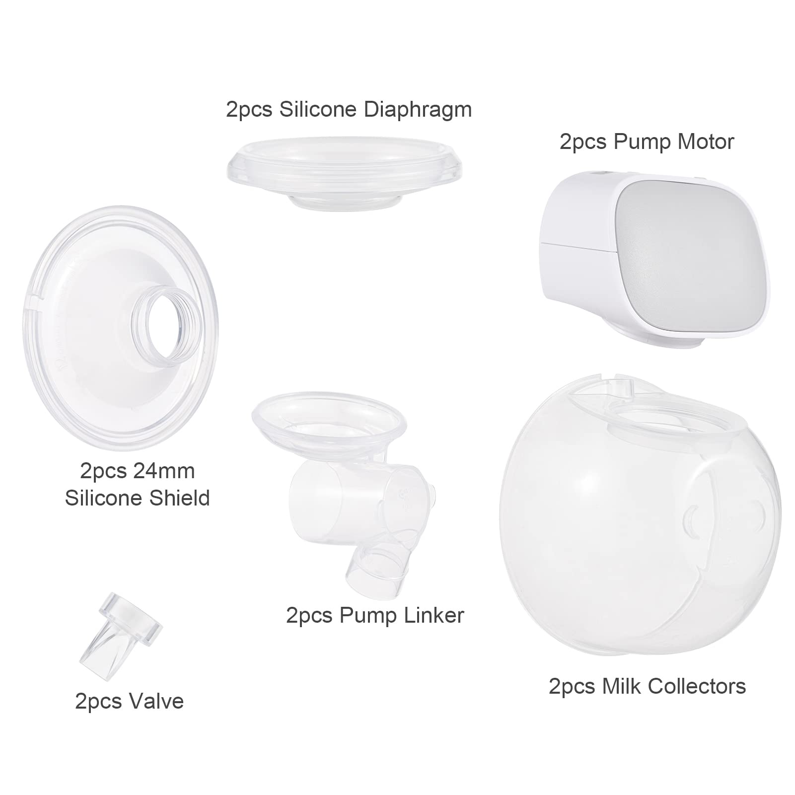 Putybudy S9 Double Wearable Electric Breast Pump, Low Noise/Invisible/Painless Hands Free, 2 Modes & 5 Levels Suction Adjustable & 180ml Collector, Portable for Mom Breastfeeding Anytime, 24MM/Gray