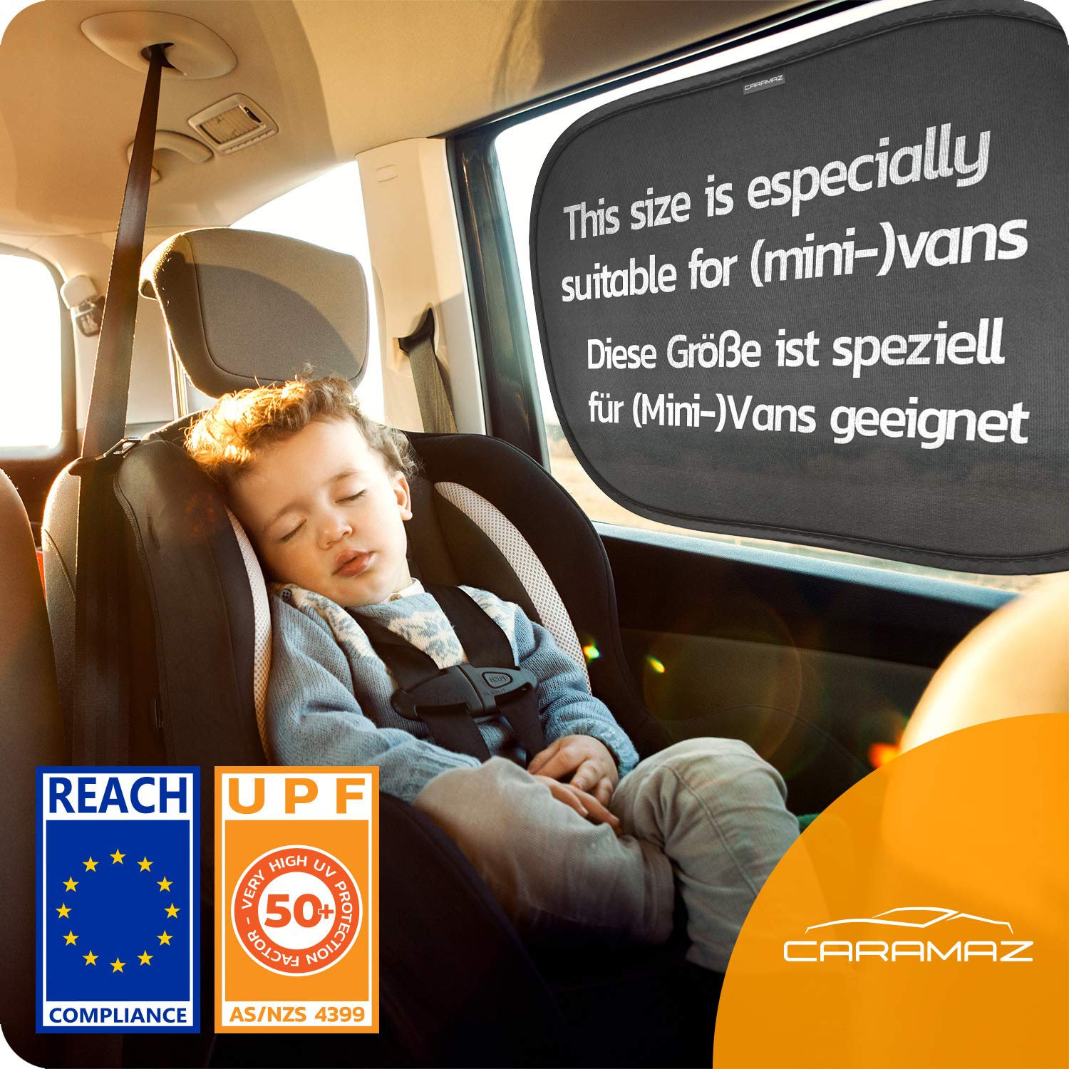 CARAMAZ Car Window Shade for Baby 2 Pack - 21"x14"