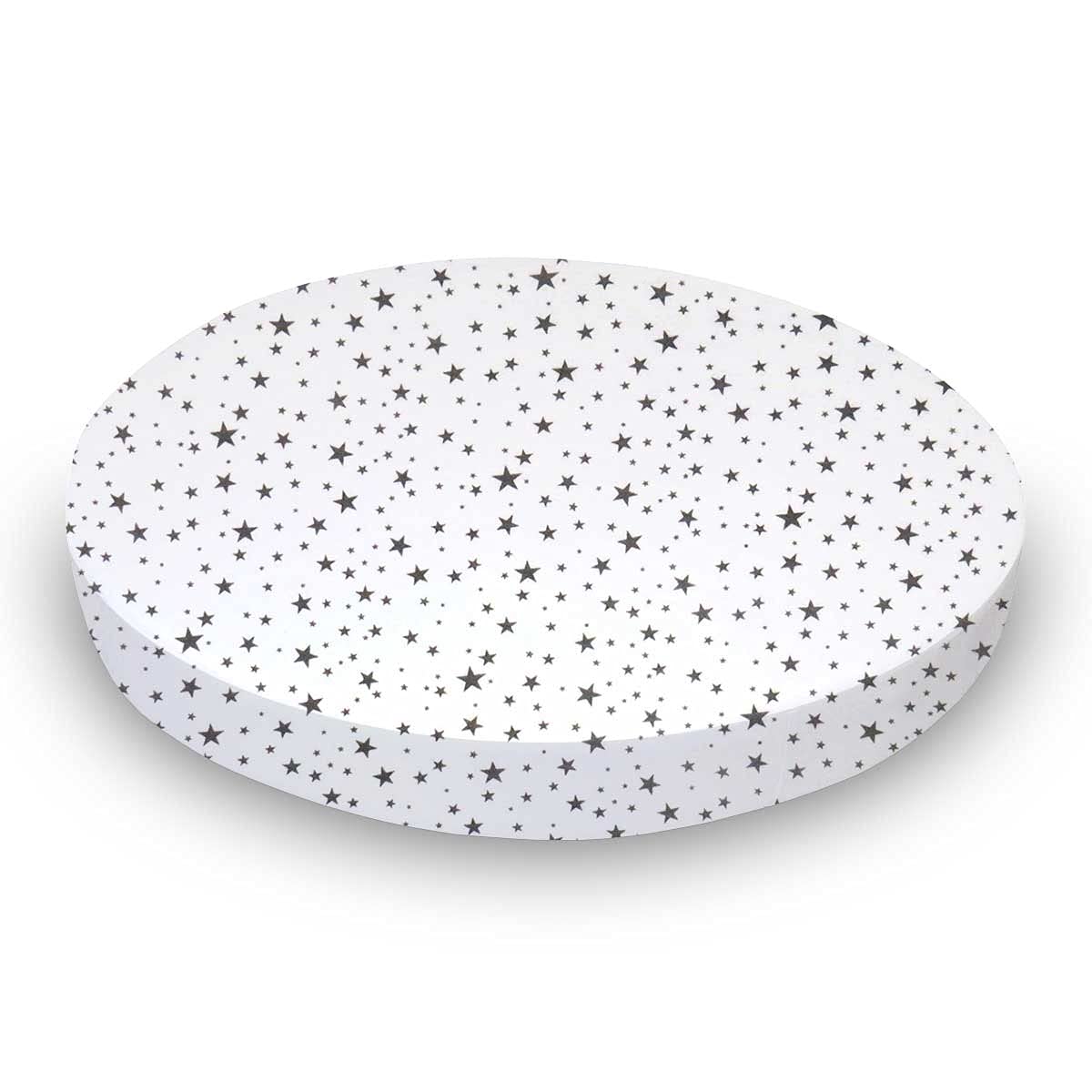 SheetWorld Baby Fitted Round Crib Sheet, 100% Cotton Jersey Hypoallergenic Sheet, Unisex Boy Girl, 42 x 42 inches, Gray Stars, Made in USA