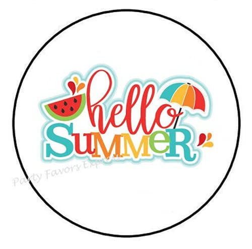 AOLDHYY 1.5" Inch Hello Summer Stickers - Summer Stickers - Happy Summer Stickers Envelope Seals Labels - D #AA61RK (30 Pcs)