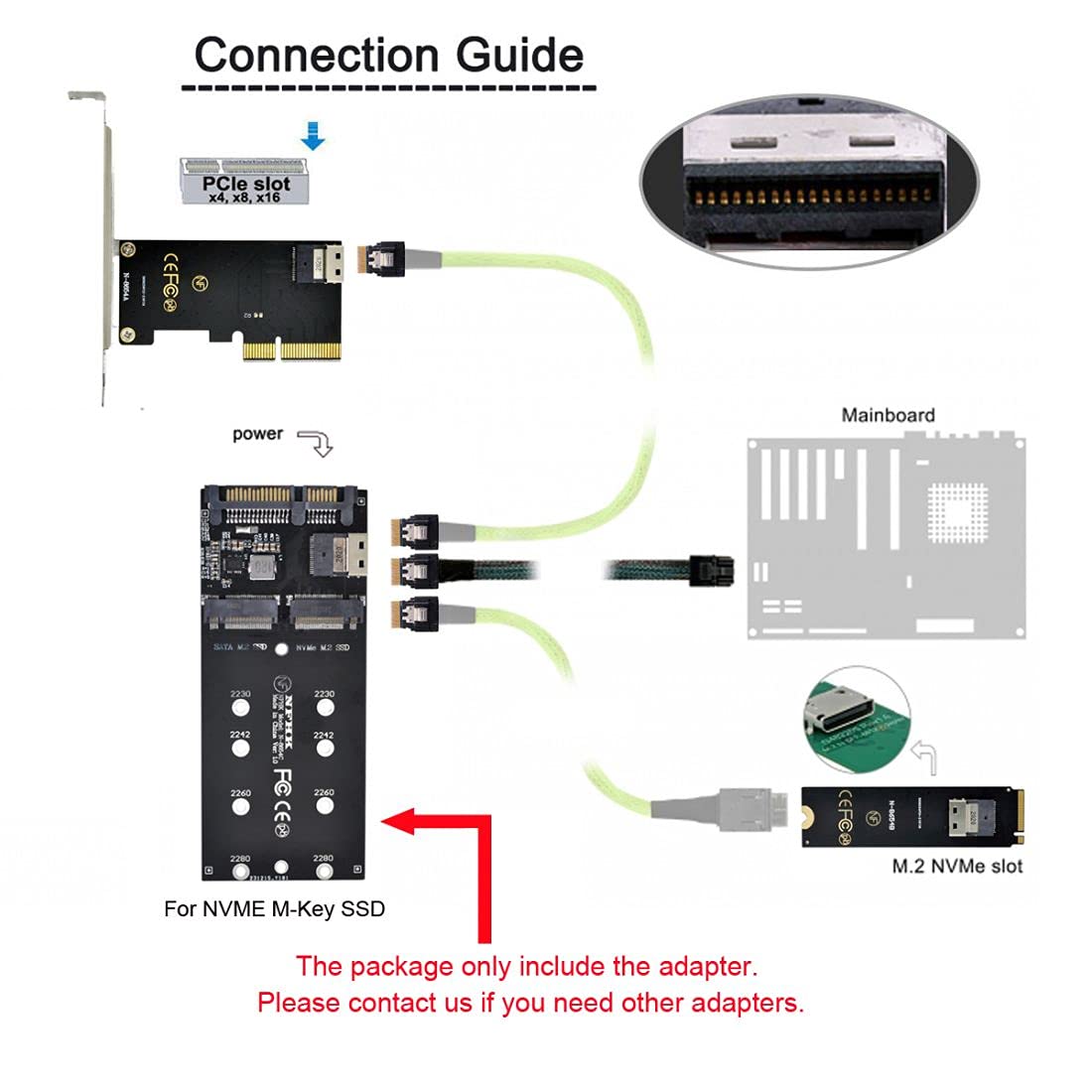 chenyang CY M.2 NVME SSD to SFF-8654 & NGFF SATA SSD to SATA 2 in 1 Combo Adapter for Mainboard (Not Work NVEM SSD to SATA)