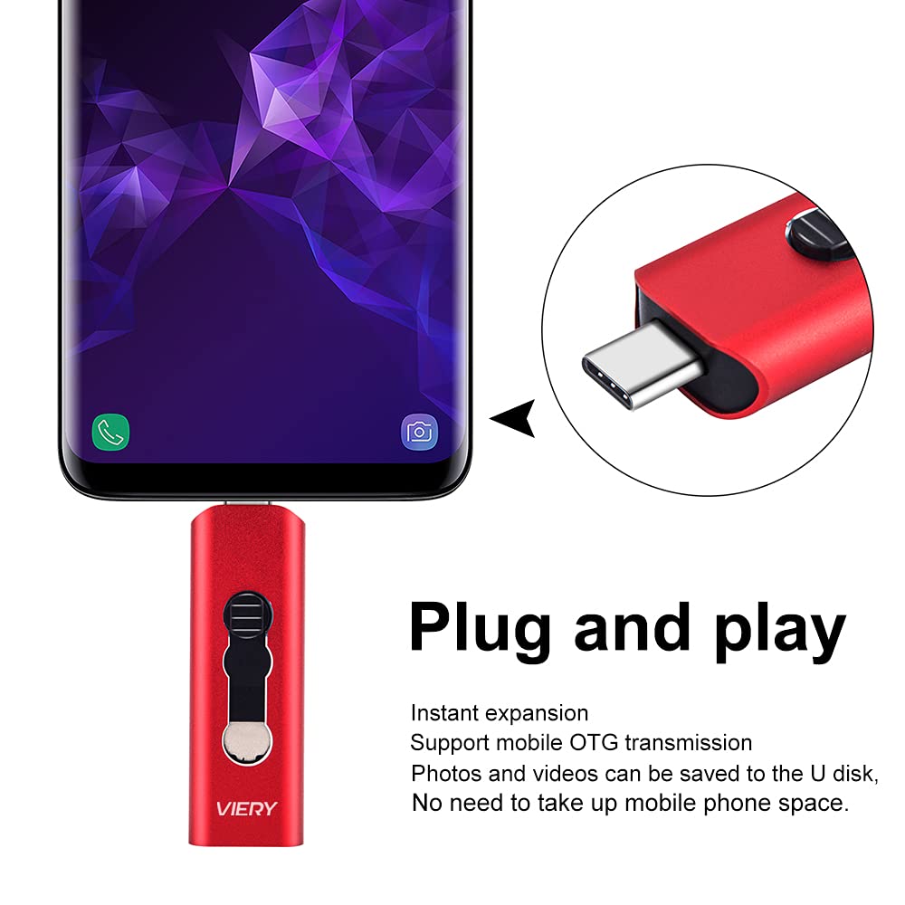 VIERY USB Flash Drive 64G,2-in-1 Dual USB Type -C Memory Stick USB Photo Stick USB 3.0 64gb Thumb Drive for Android Smartphones,Tablets, PC.(64GB)