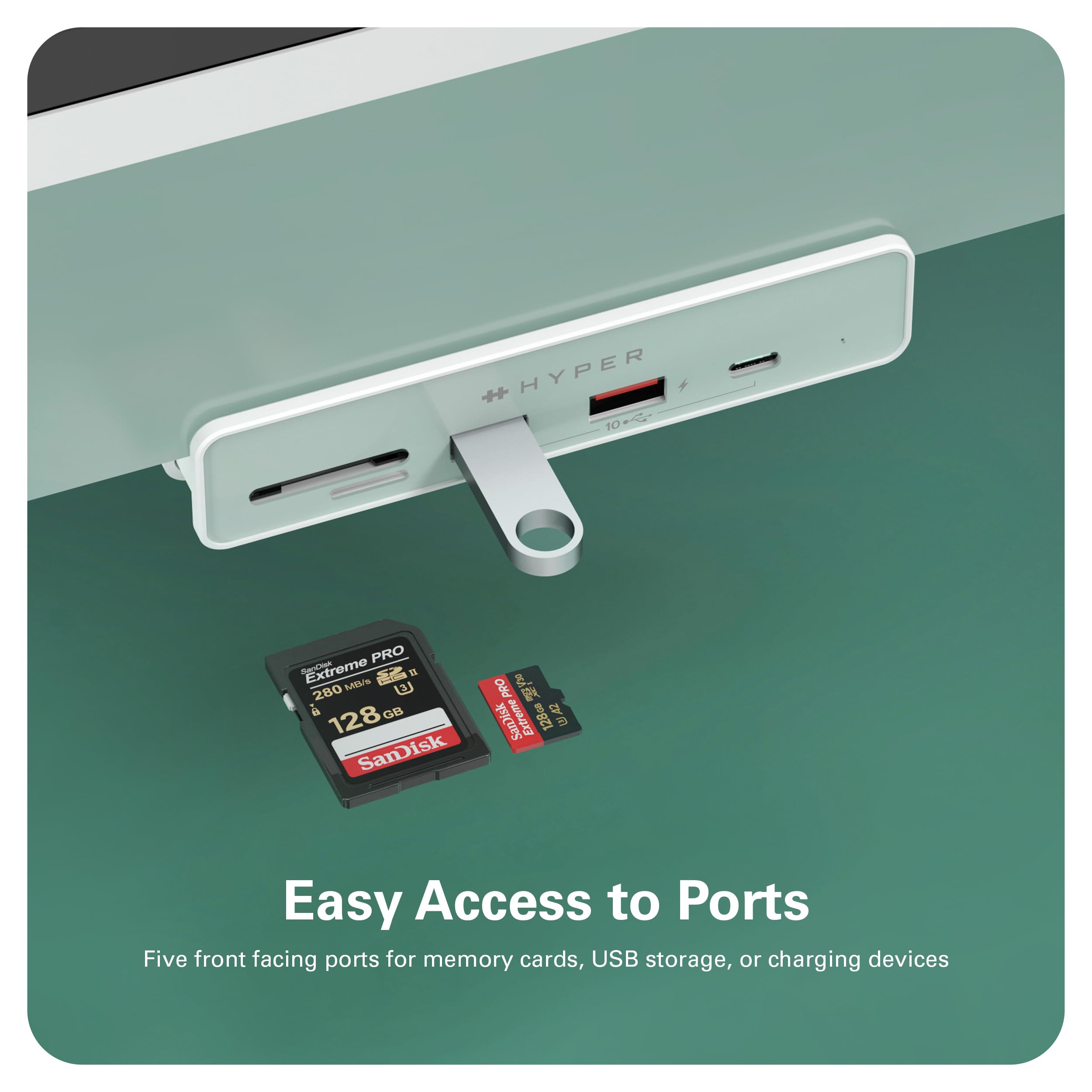 HyperDrive iMac USB Hub Adapter, 6in1 iMac Accessories: HDMI 4K60Hz, USB-C 10Gbps, 2 USB-A 10Gbps, SD UHS-I, MicroSD UHS-I for iMac 2021 24 inch