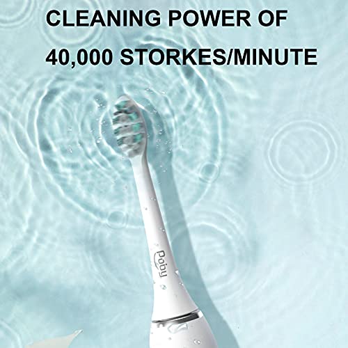 GRISHKO Poby Electric Toothbrush for Adults - Rechargeable Clean Tooth Brush Charge for 2 Hours Using 55 Days with 3 Modes and Smart Timer, IPX7 Waterproof Whitening Electric Toothbrush(White)