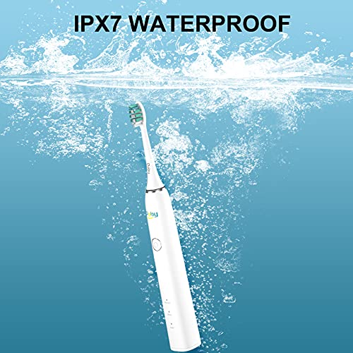 GRISHKO Poby Electric Toothbrush for Adults - Rechargeable Clean Tooth Brush Charge for 2 Hours Using 55 Days with 3 Modes and Smart Timer, IPX7 Waterproof Whitening Electric Toothbrush(White)