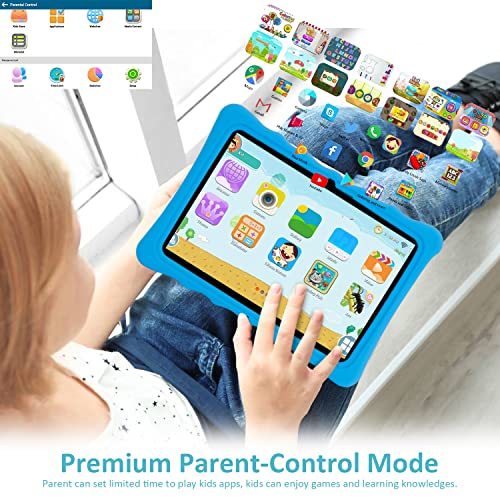 Veidoo Kids Tablet, 10.1 inch Android OS Tablet Pc with WiFi 2GB RAM 32GB ROM Toddlers Tablet, Parental Control APP Children's Tablet for Kids(Blue)