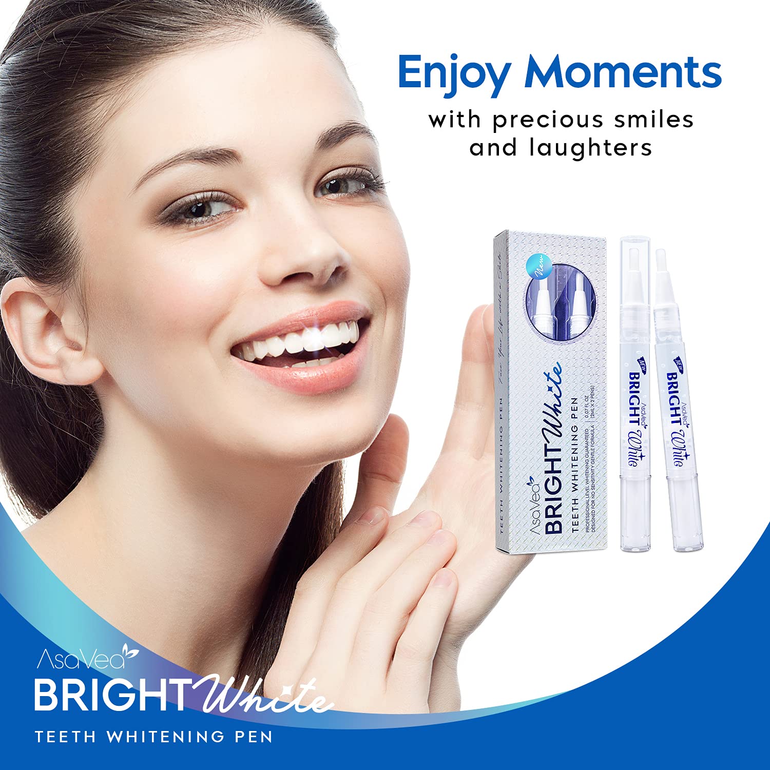 AsaVea Smile Teeth Whitening Pen (4 Pens) for Teeth Whitening, 40+ Uses, Effective, Painless, No Sensitivity, Travel-Friendly, Beautiful White Smile, Mint Flavor (Teeth Whitening 2 Pack)