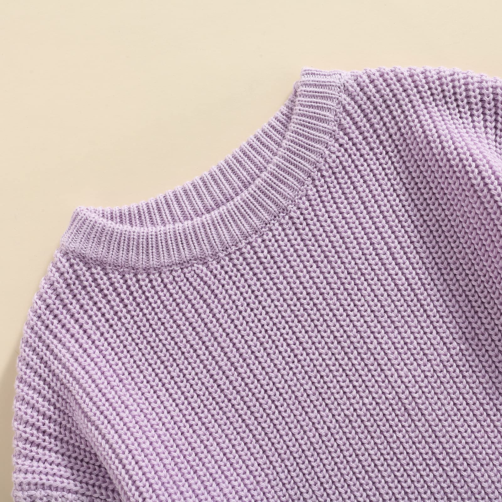 Autumn Winter Warm Outfits Baby Girl Cute Long Sleeve Knitted Sweater Pullover Top(Light Purple,2-3T)