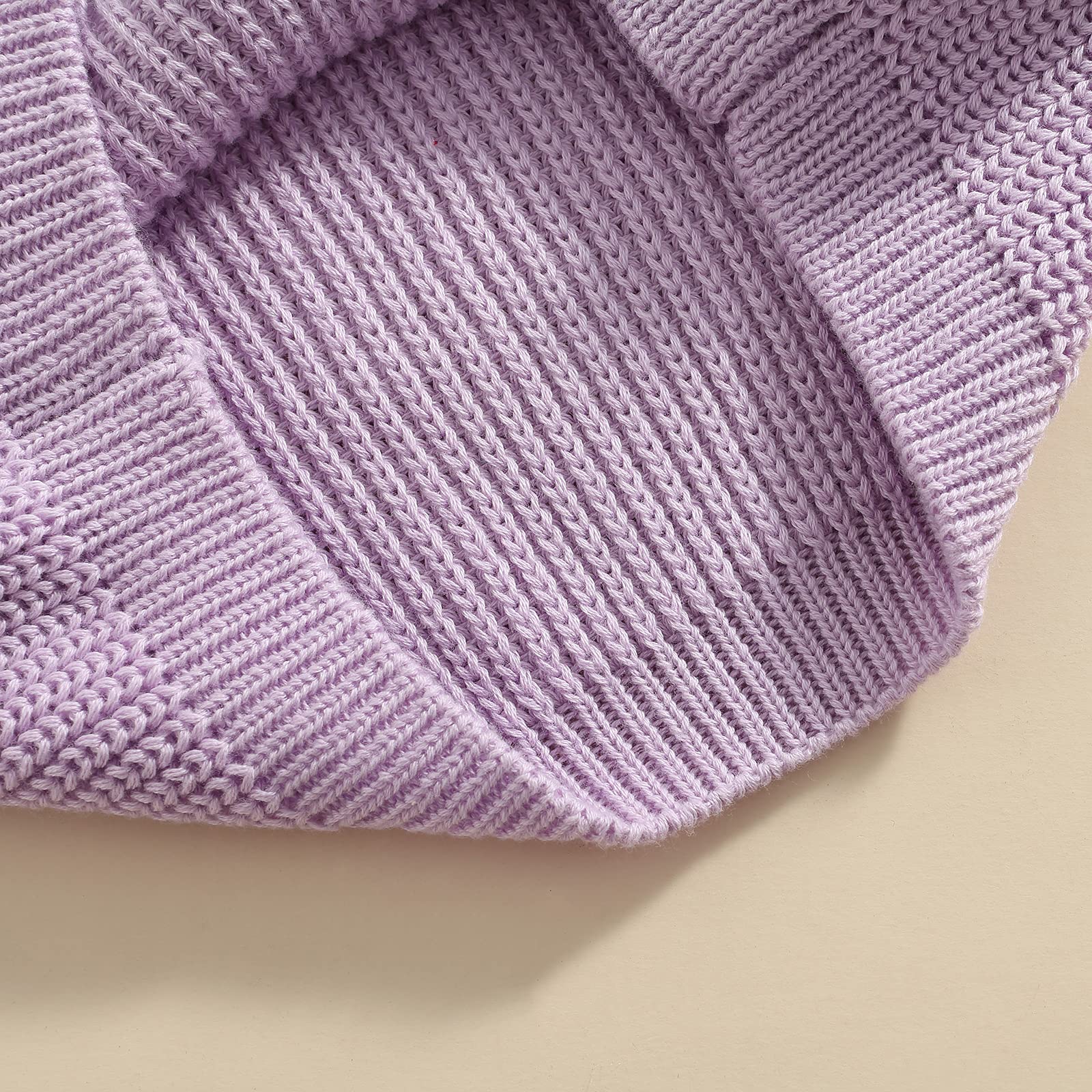 Autumn Winter Warm Outfits Baby Girl Cute Long Sleeve Knitted Sweater Pullover Top(Light Purple,2-3T)