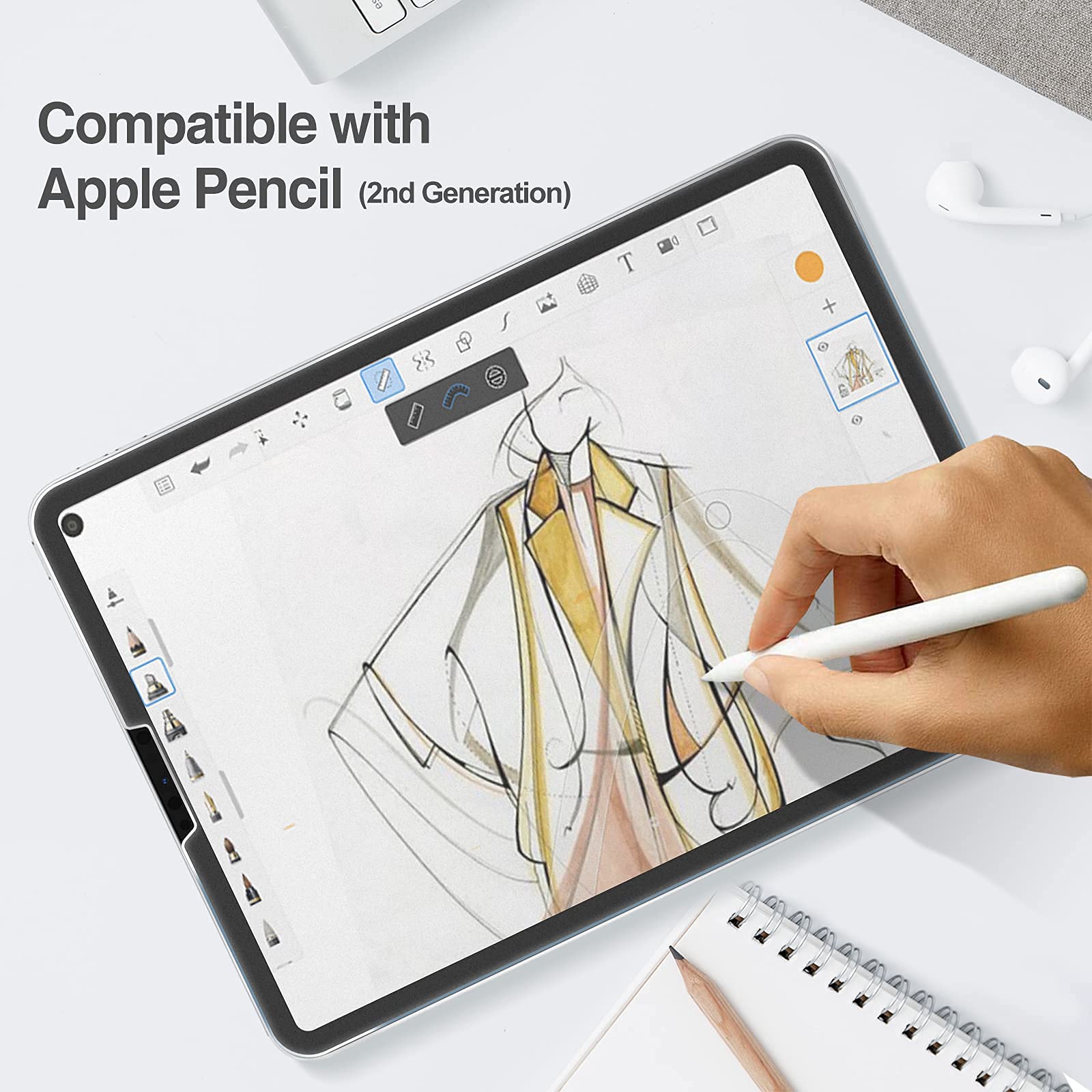 ProCase for iPad Pro 12.9 Inch 6th 5th 4th 3rd Gen 2022 2021 2020 2018 Screen Protector, Matte Tempered Glass Anti-fingerprint Film Guard for iPad Pro 12.9 6 5 4 3